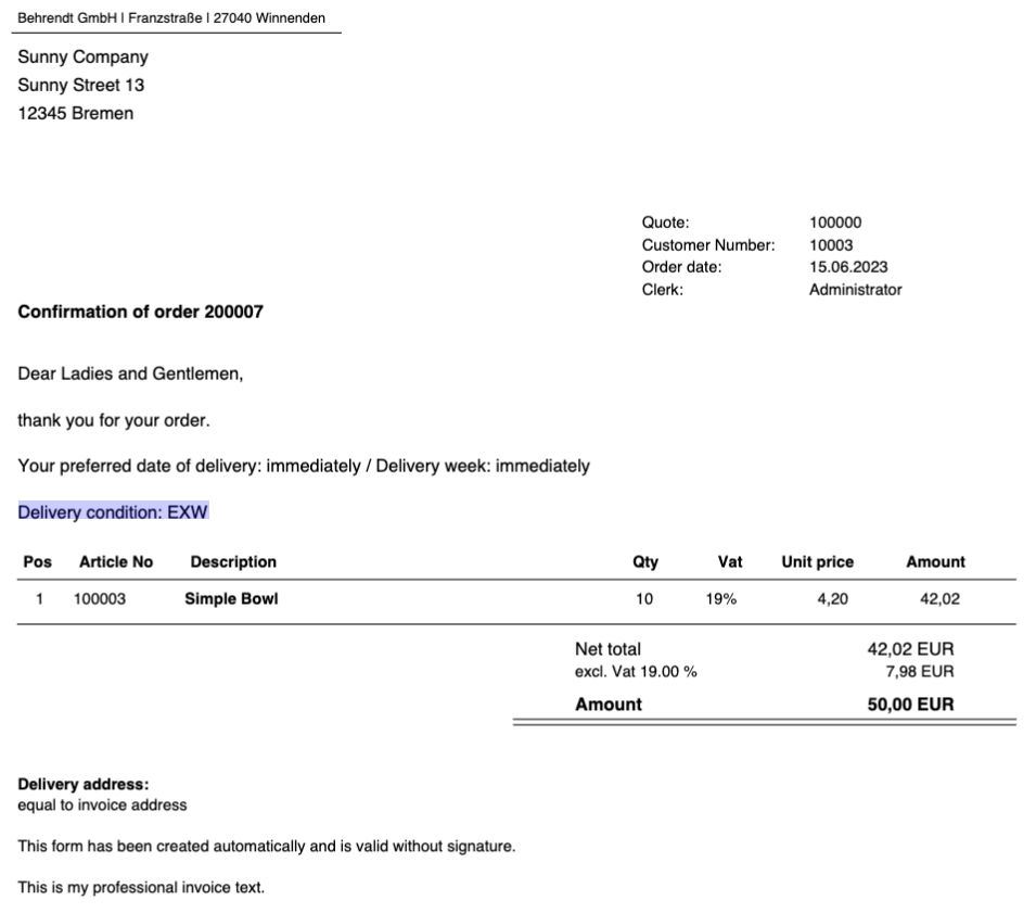 Delivery Terms – Xentral help center